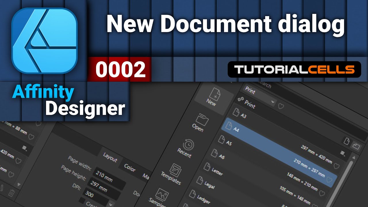 0002. New Document dialog & Document settings in Affinity designer