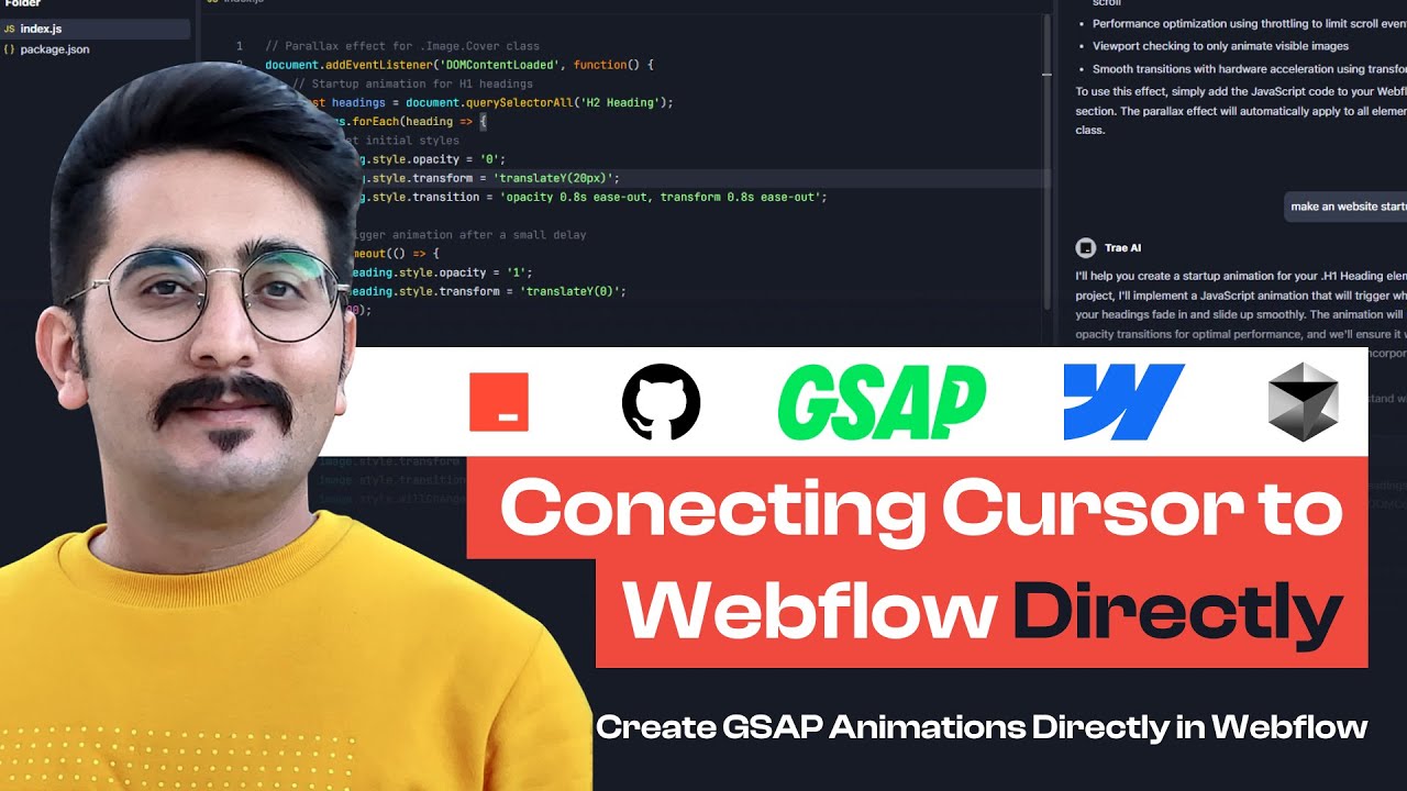 Connecting Cursor, Trae or Github Co-Pilot to Webflow & Generate GSAP Animations Directly With AI