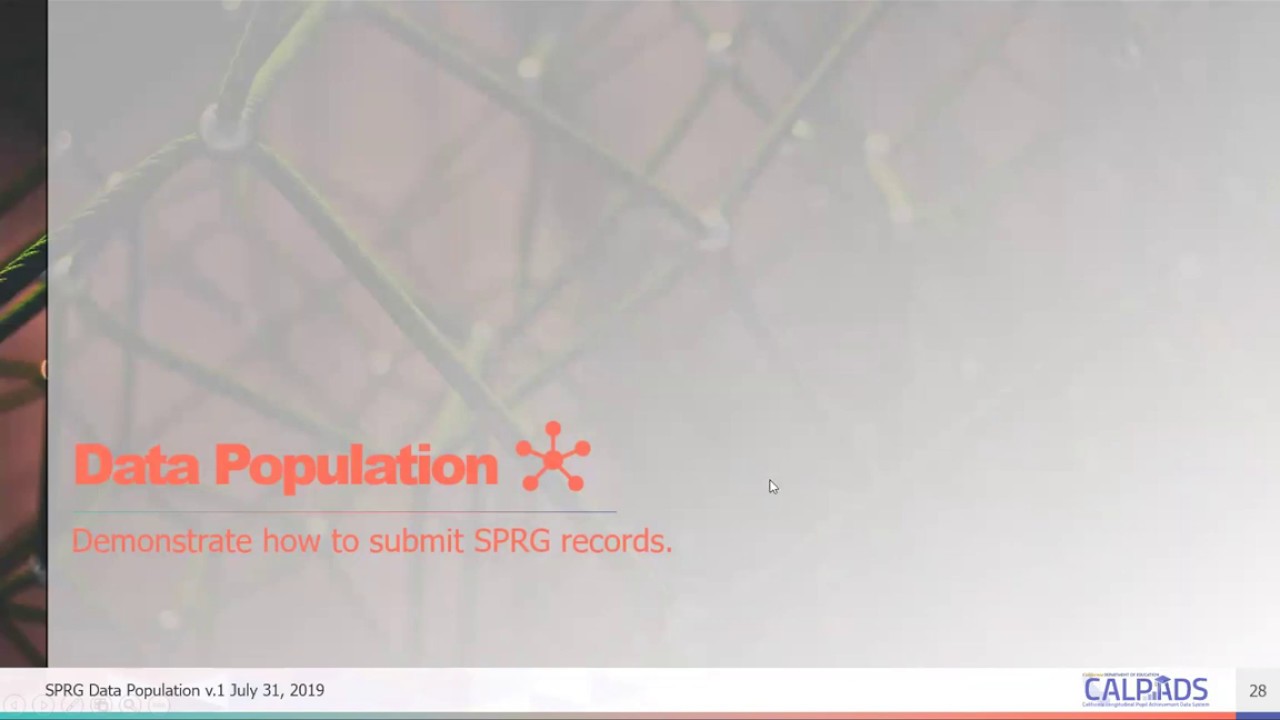 SPRG Data Population - (Module E) - Data Population - Online Maintenance