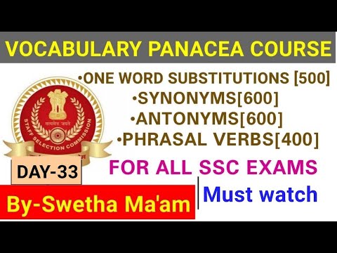 Top 600 Synonyms [DAY-33]//ENGLISH VOCABULARY PANACEA COURSE//Full Vocab Session/by Swetha Mam