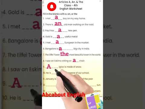 Article exercise grade 4 #englishgrammar #learnenglish #abcaboutenglish #article #grammarexercise