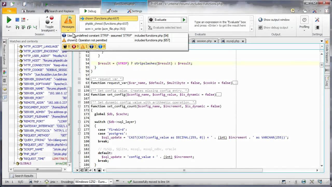 Debugging with PHPEdit 4