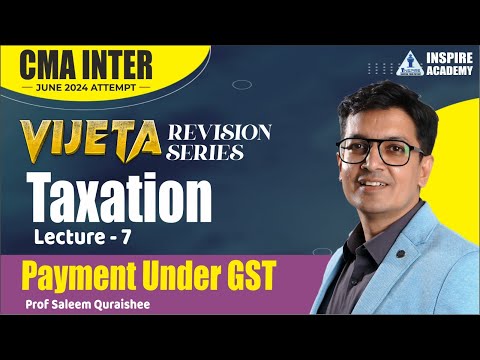 TAXATION-07 GST-PART-03 | CMA INTER -JUNE 2024 | VIJETA BATCH | BY SALEEM QURAISHEE