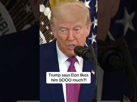 Trump says Elon likes him SOOO much?! #trump #funny #donaldtrump #elonmusk #maga #lol