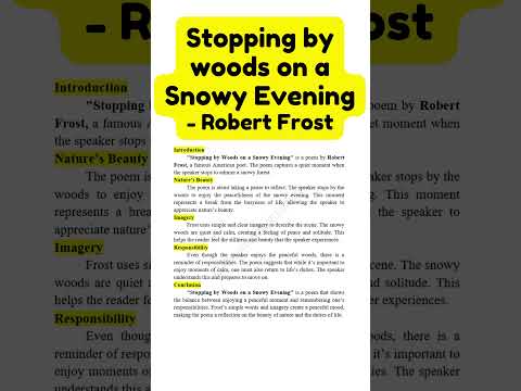 Stopping by the Woods - Robert Frost|Instant Essay for Exam success- Part2-English #trending#viral