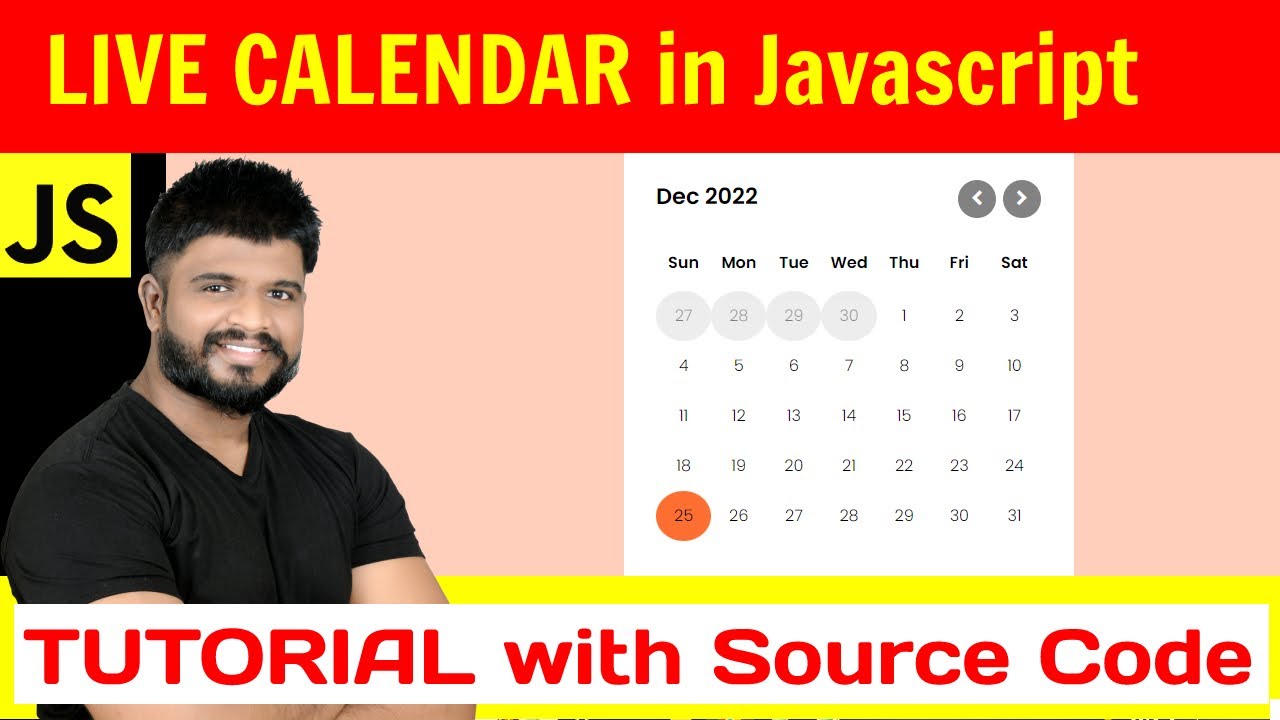 EP 70 - Javascript Live Calendar Tutorial with source code