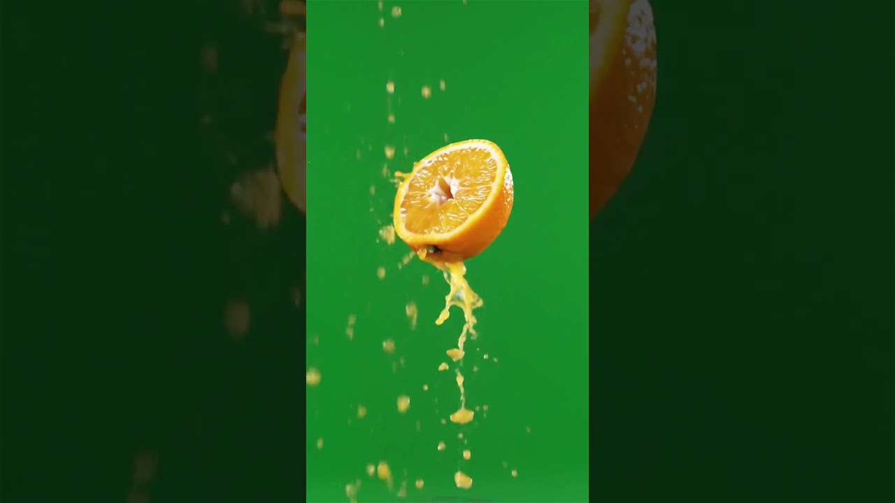 Citrus Splash Magic! 🍊 Orange Juice Burst on Green Screen #asmr #fruits #greenscreen #shorts