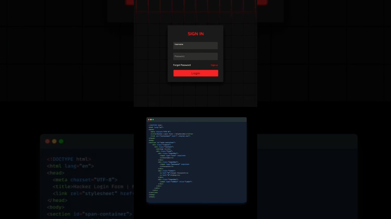 How to make sign in up page#coding #shorts 😨