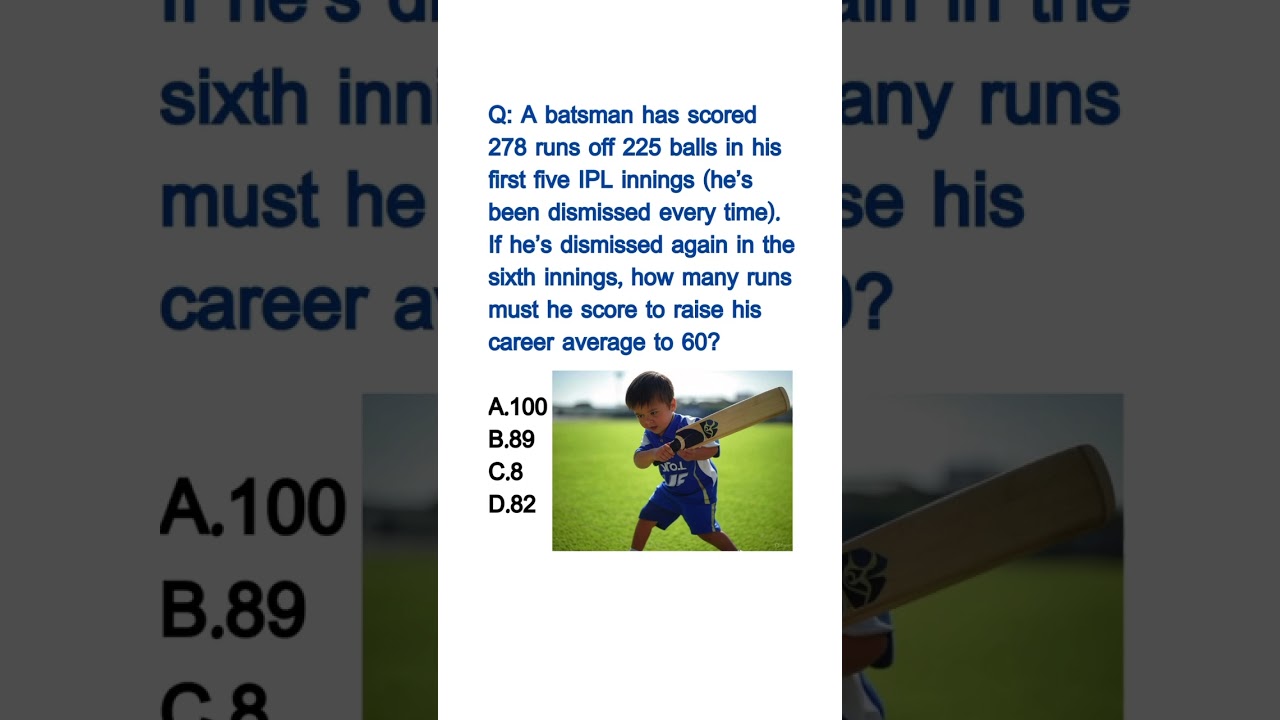 Basic Math Average problem Every Cricket Fan Should Try😀🥳☺️🤔💥#maths #iplfans #ipl2025#aptitude