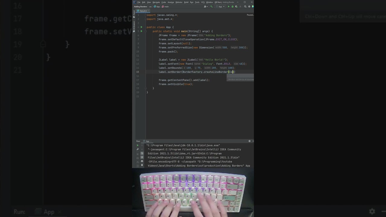 How to add a border to a component in a Java GUI in one line of code