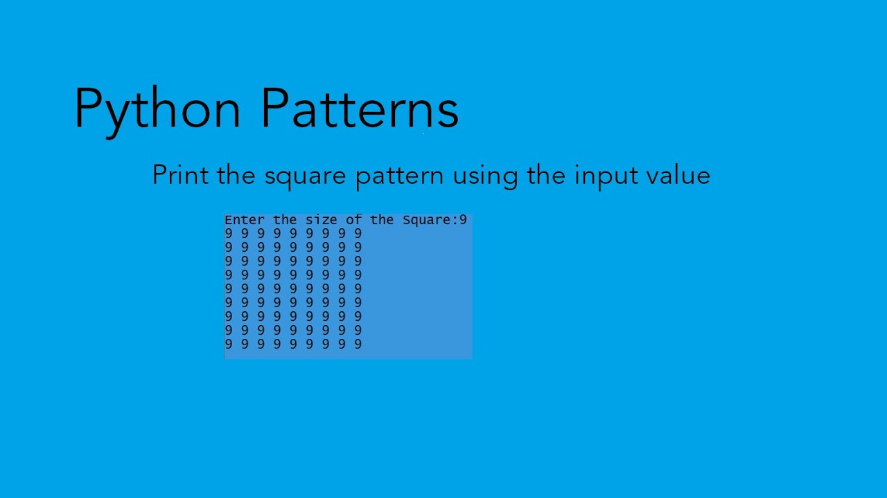 3.Square pattern with input digit fixed in all the rows