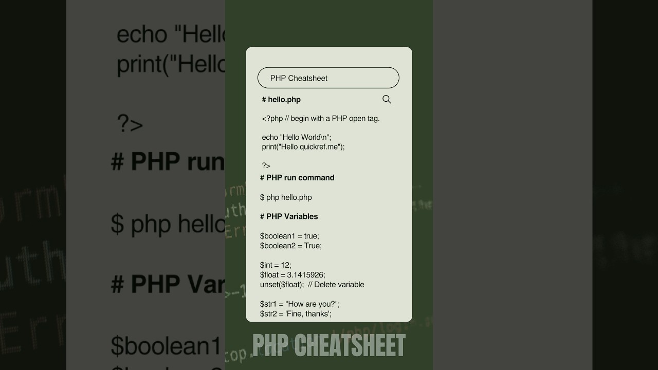 Every PHP Developer Needs This Cheatsheet #php #webdev #tutorial