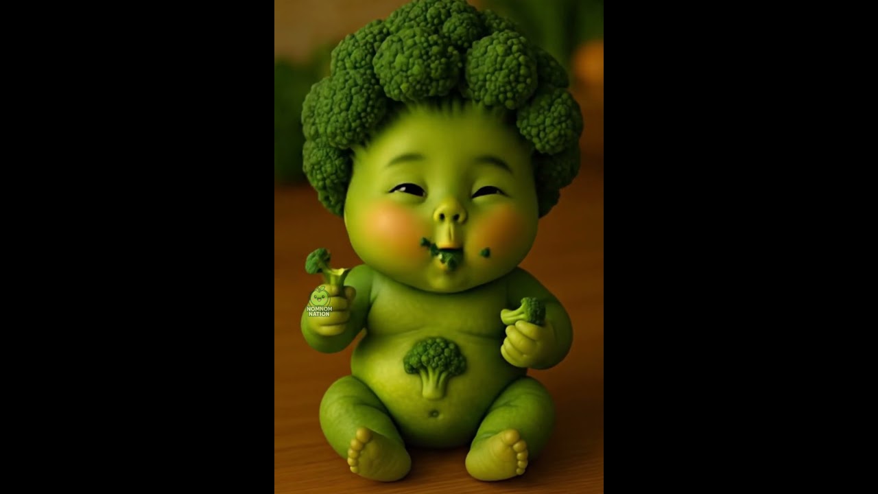 Cute Broccoli Baby Eating  | Adorable 3D Cartoon Baby ASMR”