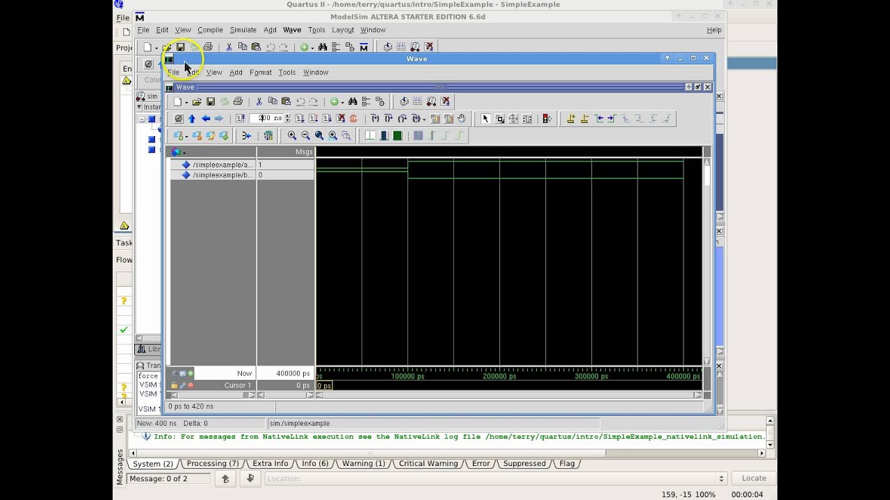 Quartus II ModelSim Simulation Output  Manipulation