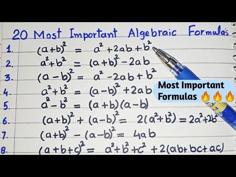 List of 20 Most Important Algebraic Formulas | Algebraic identities of Square and Cube