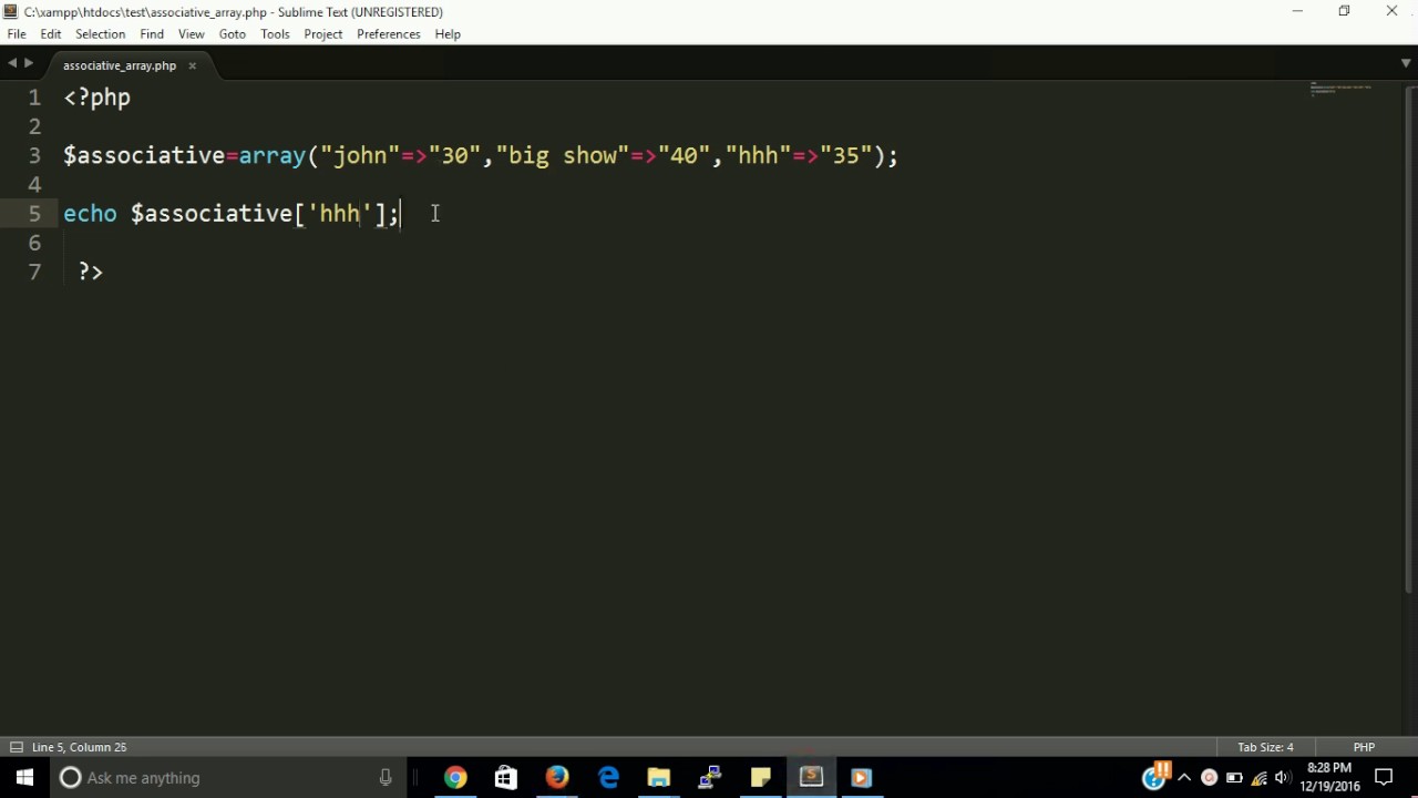 associative array in php oops | learn php step by step