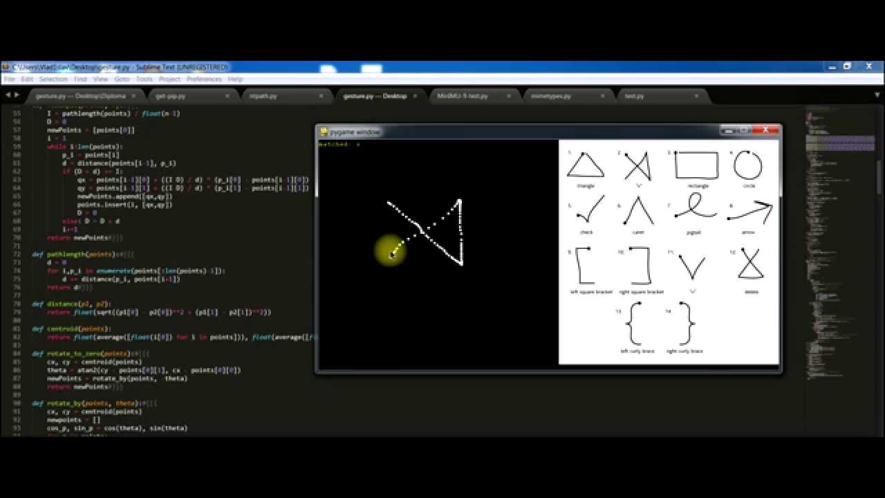 Dynamic Gestures Recognize $1 method