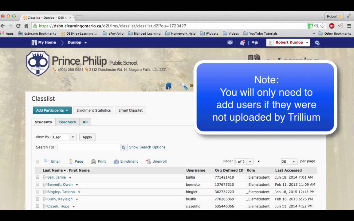 Activating and Adding a User in D2L