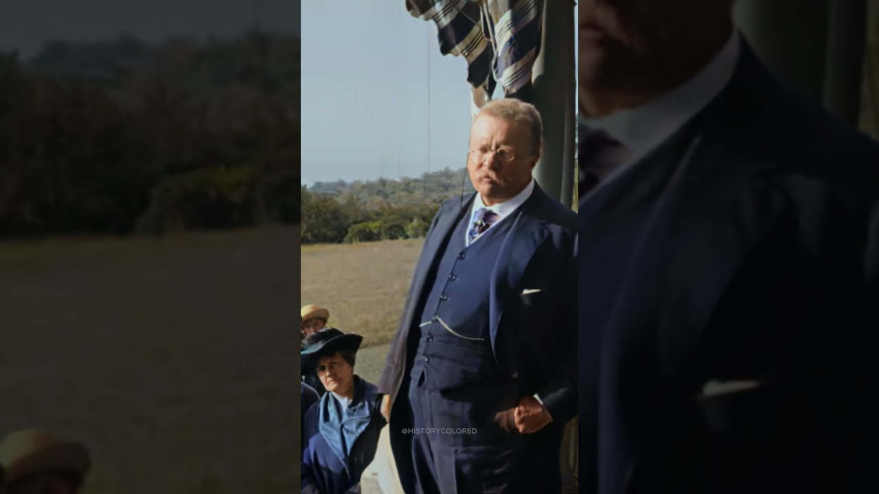 Teddy Roosevelt in 1917 - Restored Footage