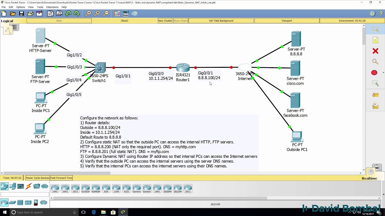 Cisco CCNA Packet Tracer Ultimate labs: NAT Lab 3: Dynamic & Static NAT. Can you complete the lab?