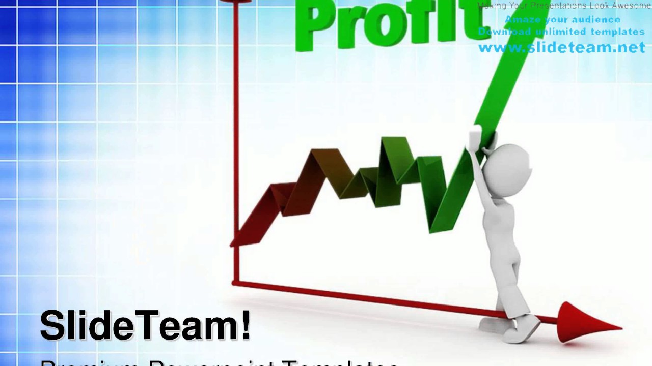 Man Pushing Up Profit Business PowerPoint Templates Themes And Backgrounds ppt designs