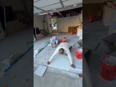 Garage Floor Tile Installation 12โx12โ Tile #garage #tilefloor #tiler #tileinstallation #diy #fyp
