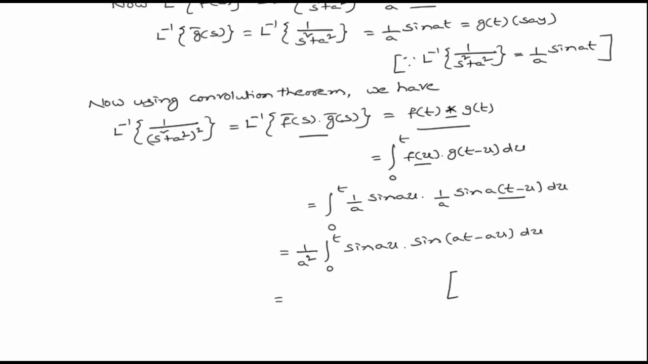 convolution theorem Laplace transforms        example problem =1