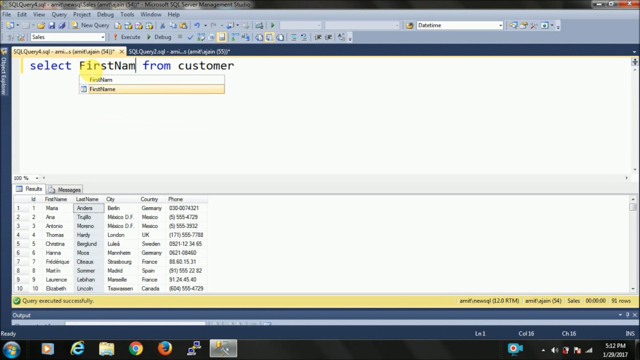 SQL Server tutorial: Select query demo | Column Alias use