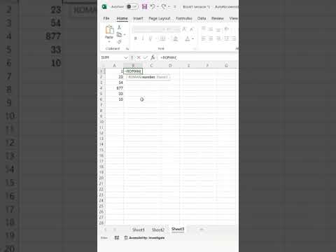 Convert Number to Roman Number in MS Excel #shorts