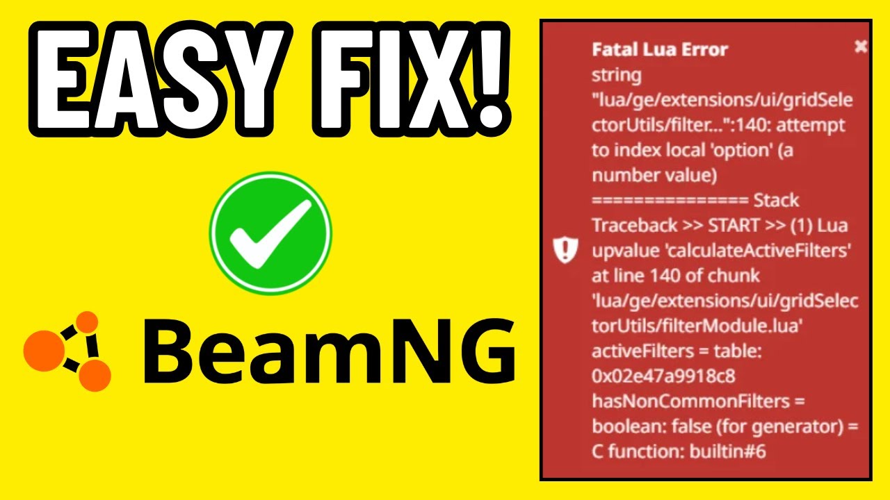 HOW TO FIX FATAL LUA ERROR IN BEAMNG DRIVE (2026) SOLVED 100%