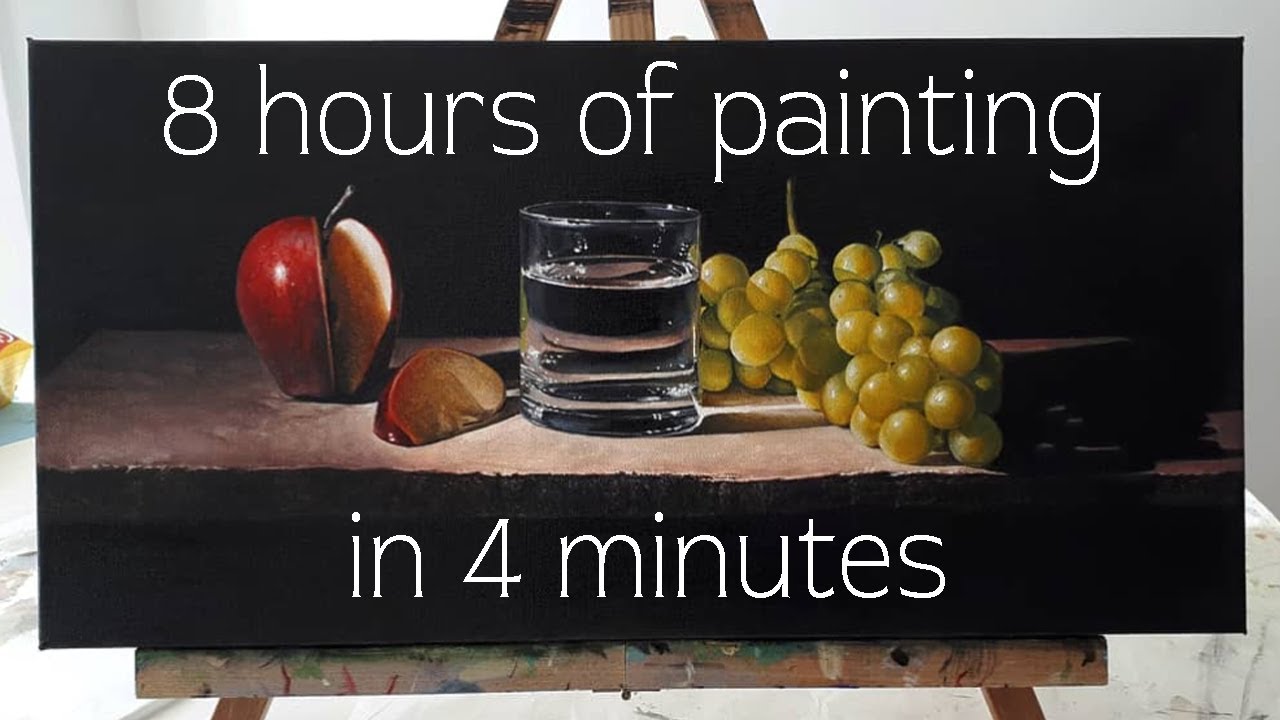 Fruit and Cup Time Lapse Oil painting Still life Video Vlog 02 aos art