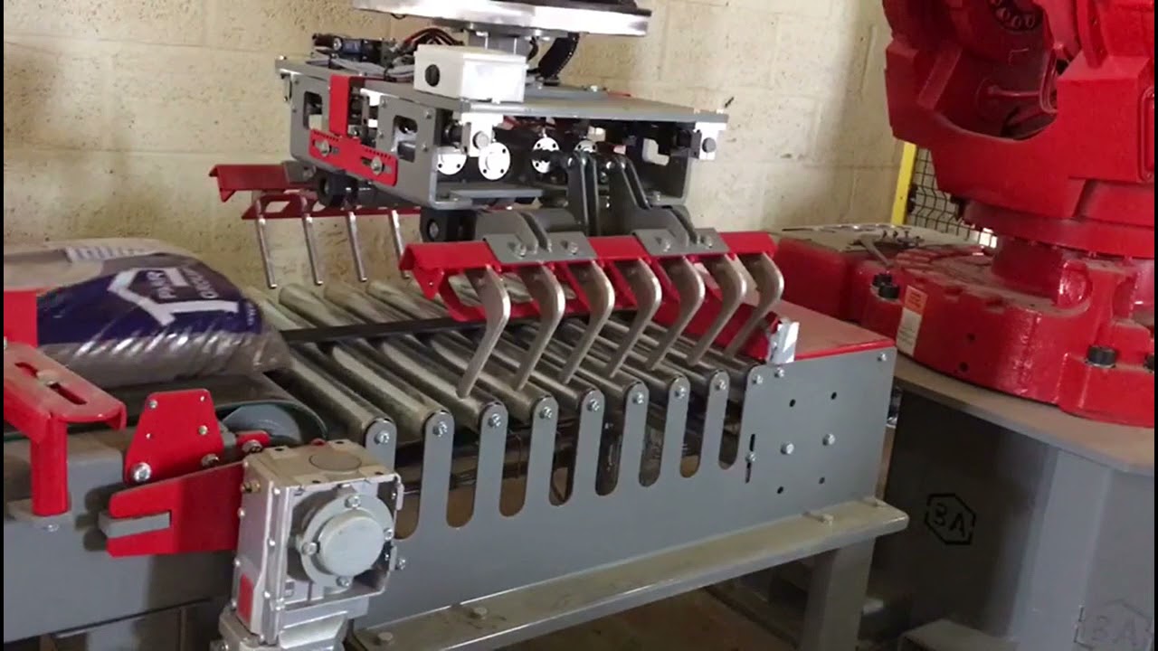 BAF-600 Manual bagging packaging system with ABB robot palletising system.