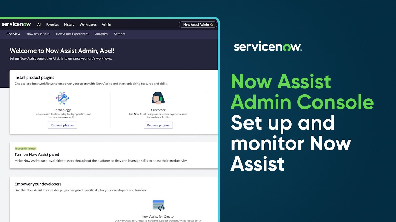 Now Assist Admin console | Set up and monitor Now Assist