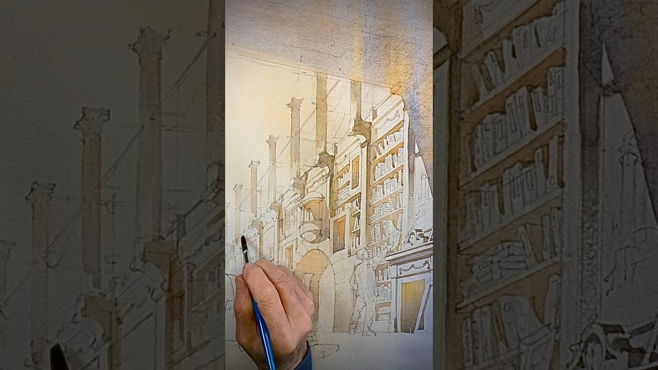 A Library of Dreams #art art #drawing #watercolor #imagination #design