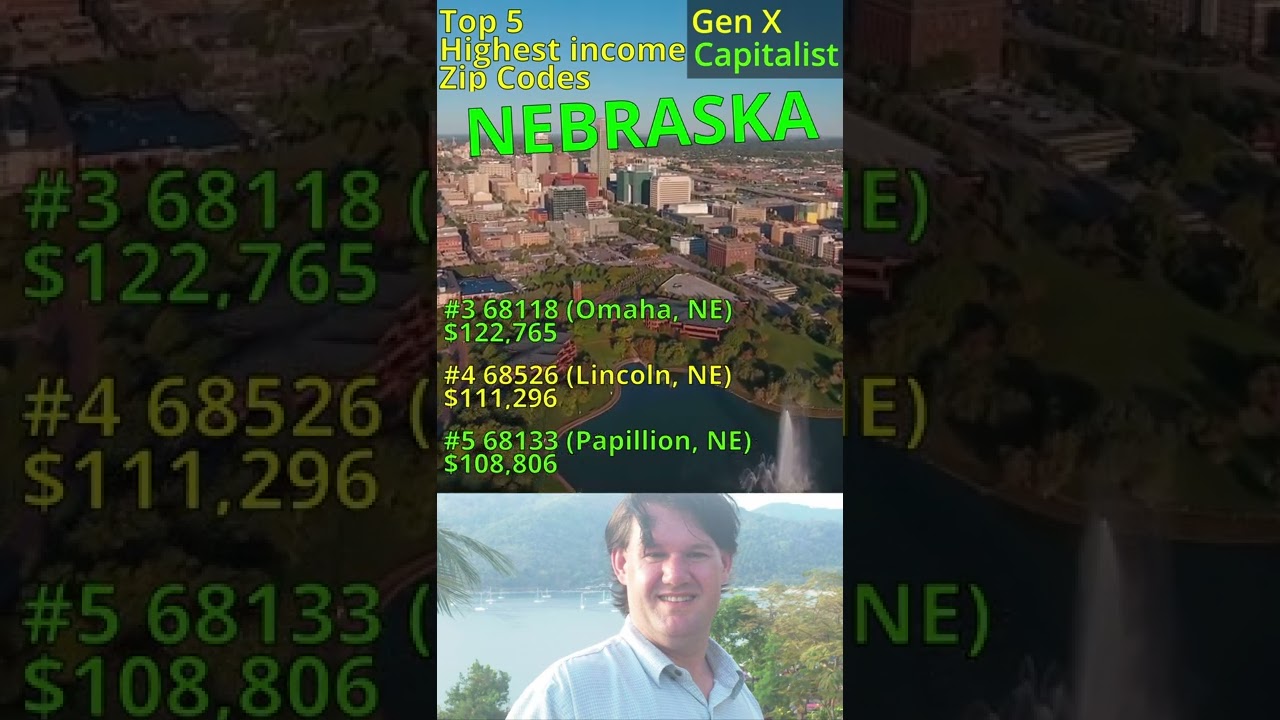Top 5 NEBRASKA Highest Income areas by zip code.
