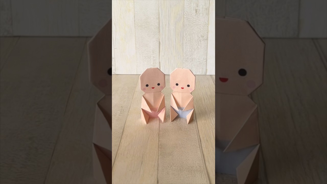 How to make an origami baby. Paper doll tutorial. Free printable origami paper.