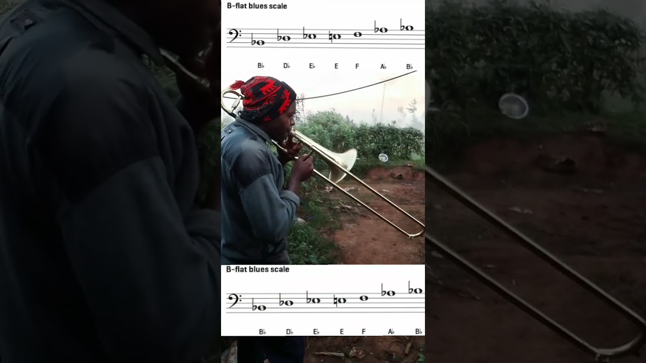 Bb Blues scale with notes for trombone #100shorts2024