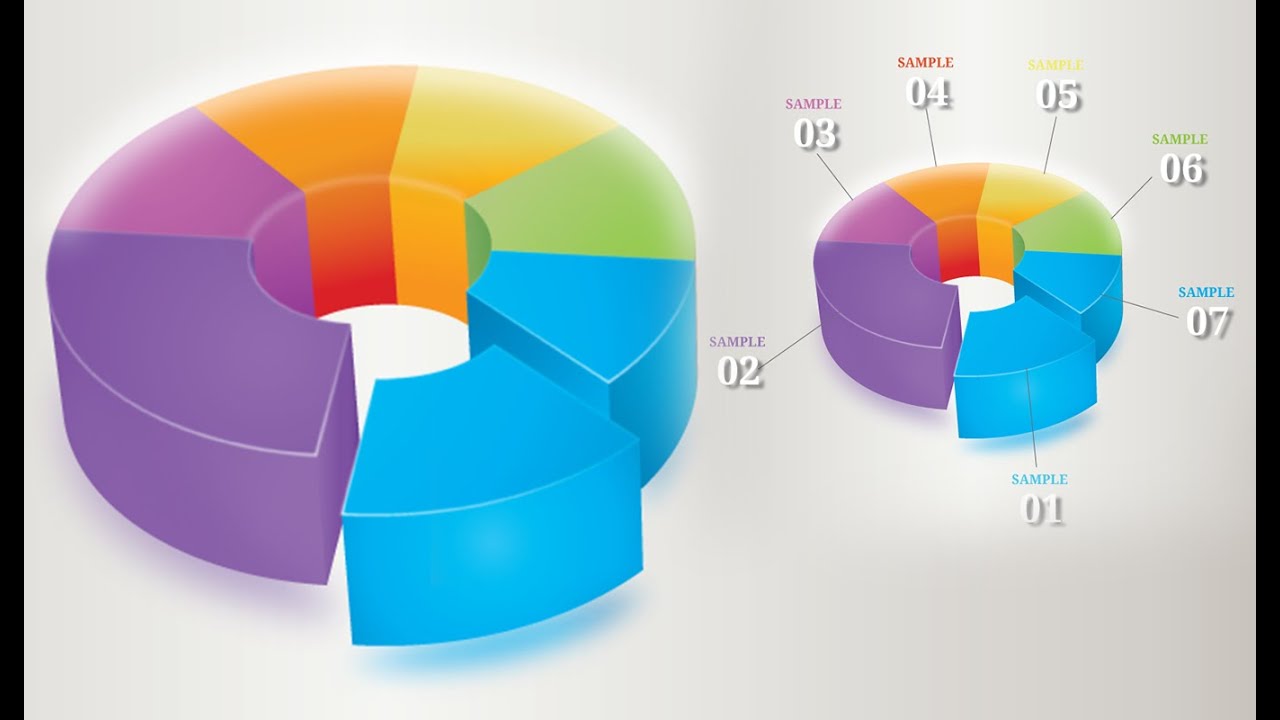 Illustrator Tutorial | Graphic Design | 3D Infographics (pie)