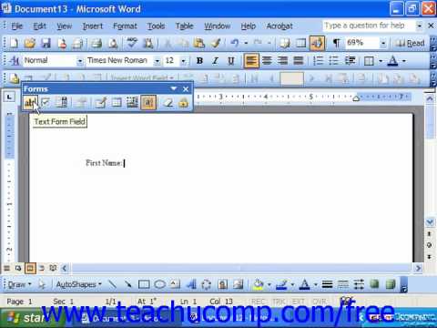 Word 2003 Tutorial Creating a Form Template Microsoft Office Training Lesson 28.1
