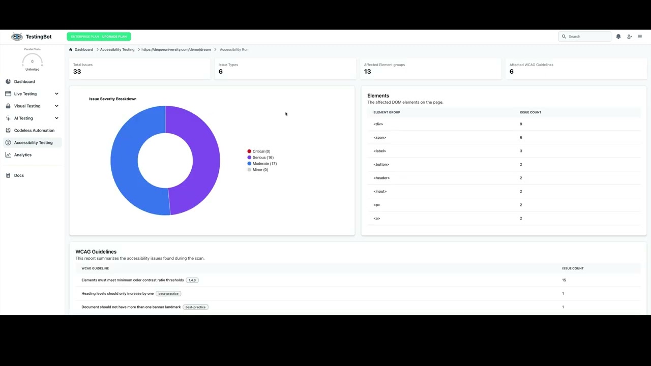 Accessibility Scanning with TestingBot