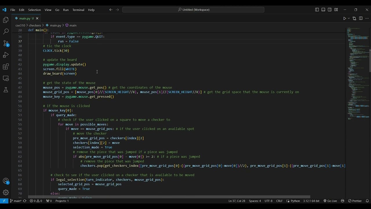 Checkers game in Python using the Pygame extension