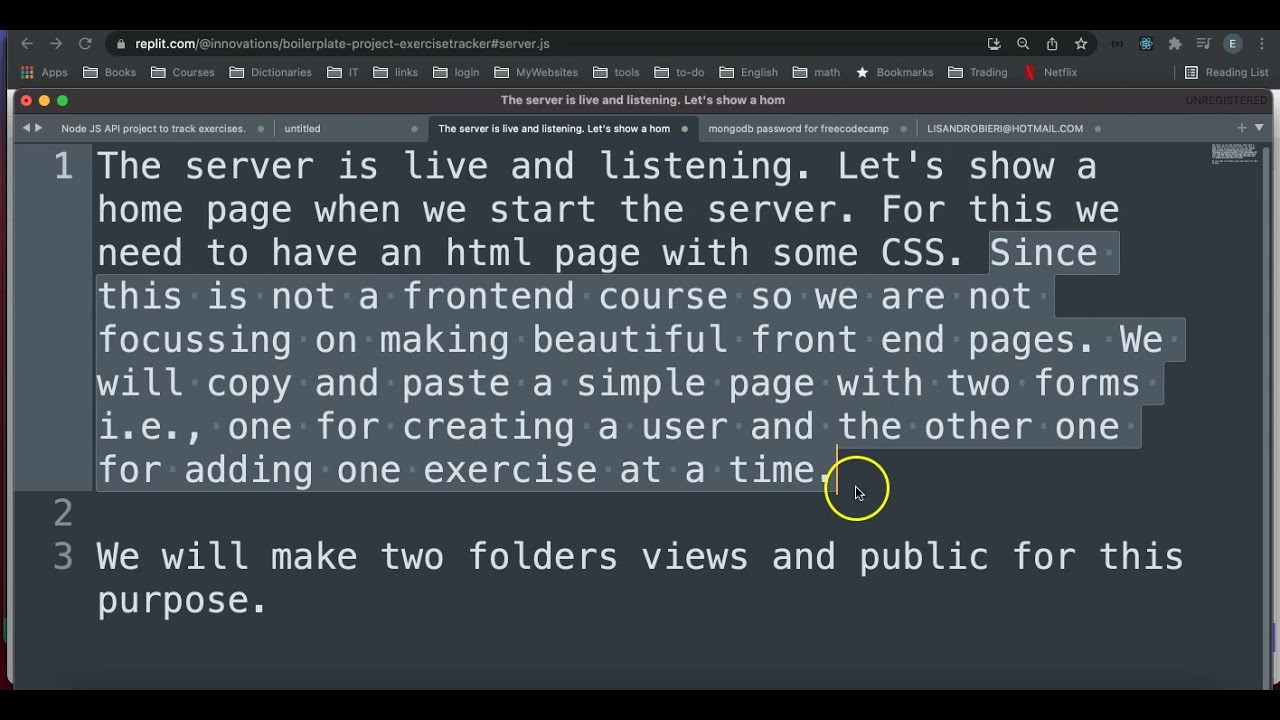 Node JS API complete backend project -  Exercise tracker