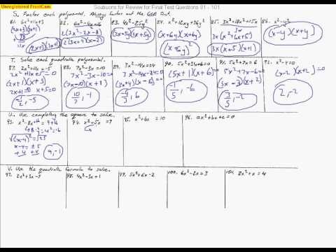 Solutions for Review for Final Test Questions 81 - 101