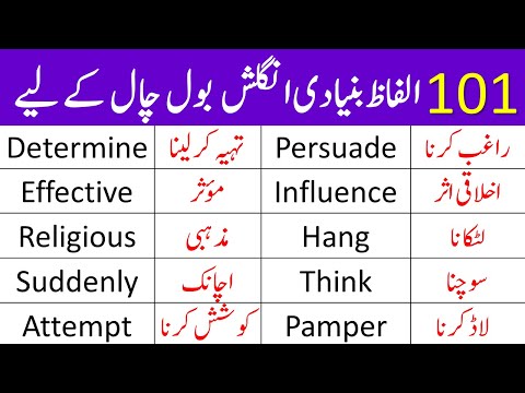 101 Basic English Vocabulary Words with Urdu Meanings | @ilmrary