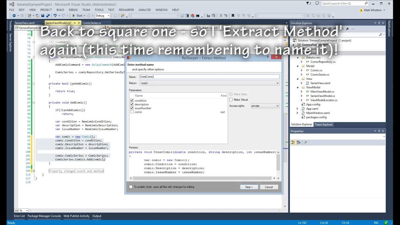 ReSharper Extract Method Refactor