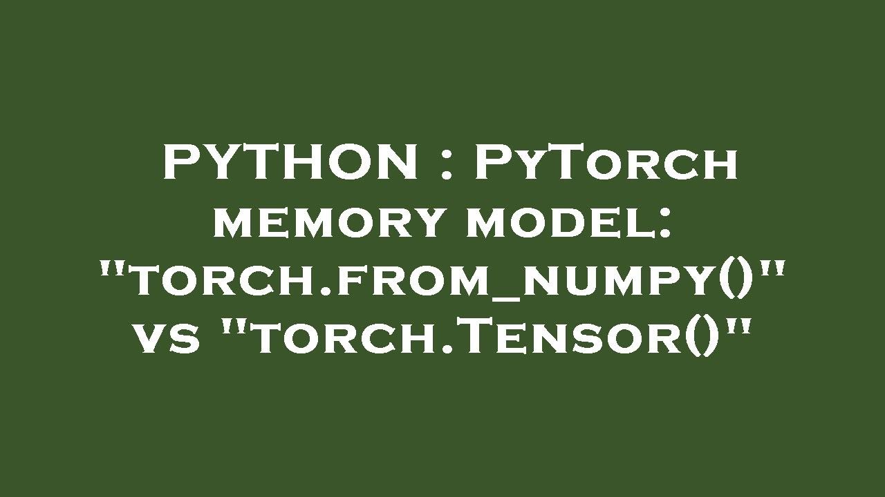 PYTHON : PyTorch memory model: 