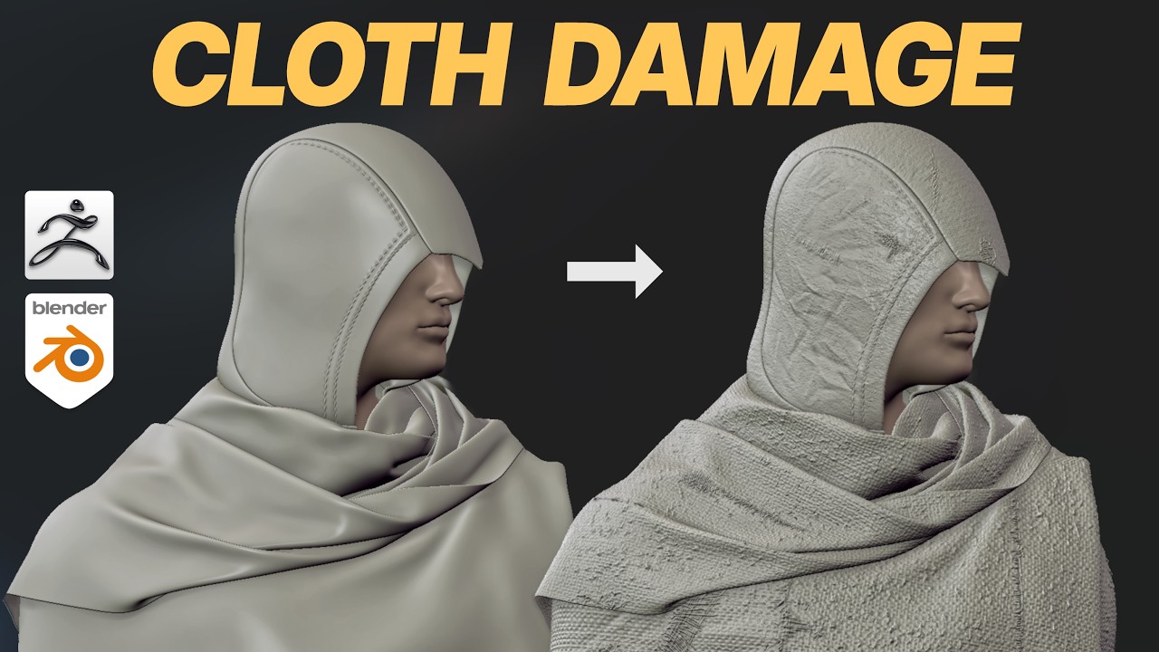 How to Add DAMAGE to CLOTH Models (Blender & ZBrush)
