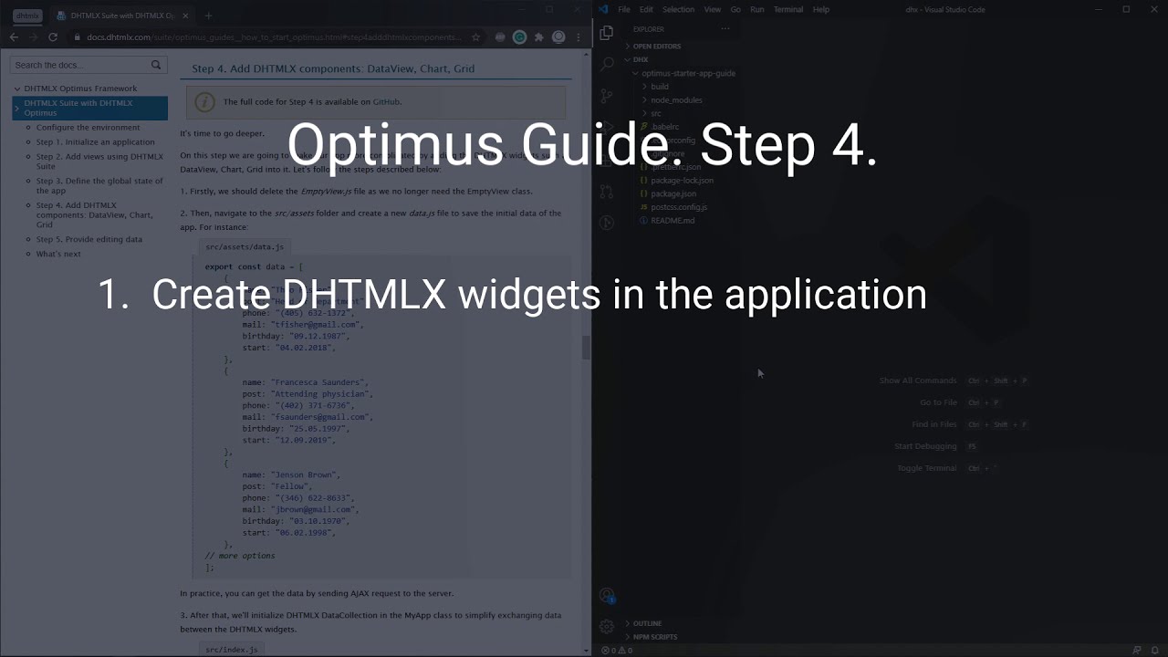 How to Add DHTMLX Widgets - DHTMLX Optimus Tutorial