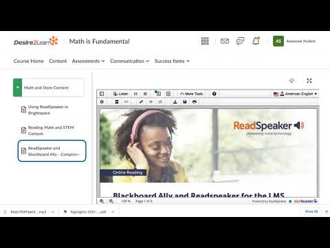 ReadSpeaker Brightspace Overview