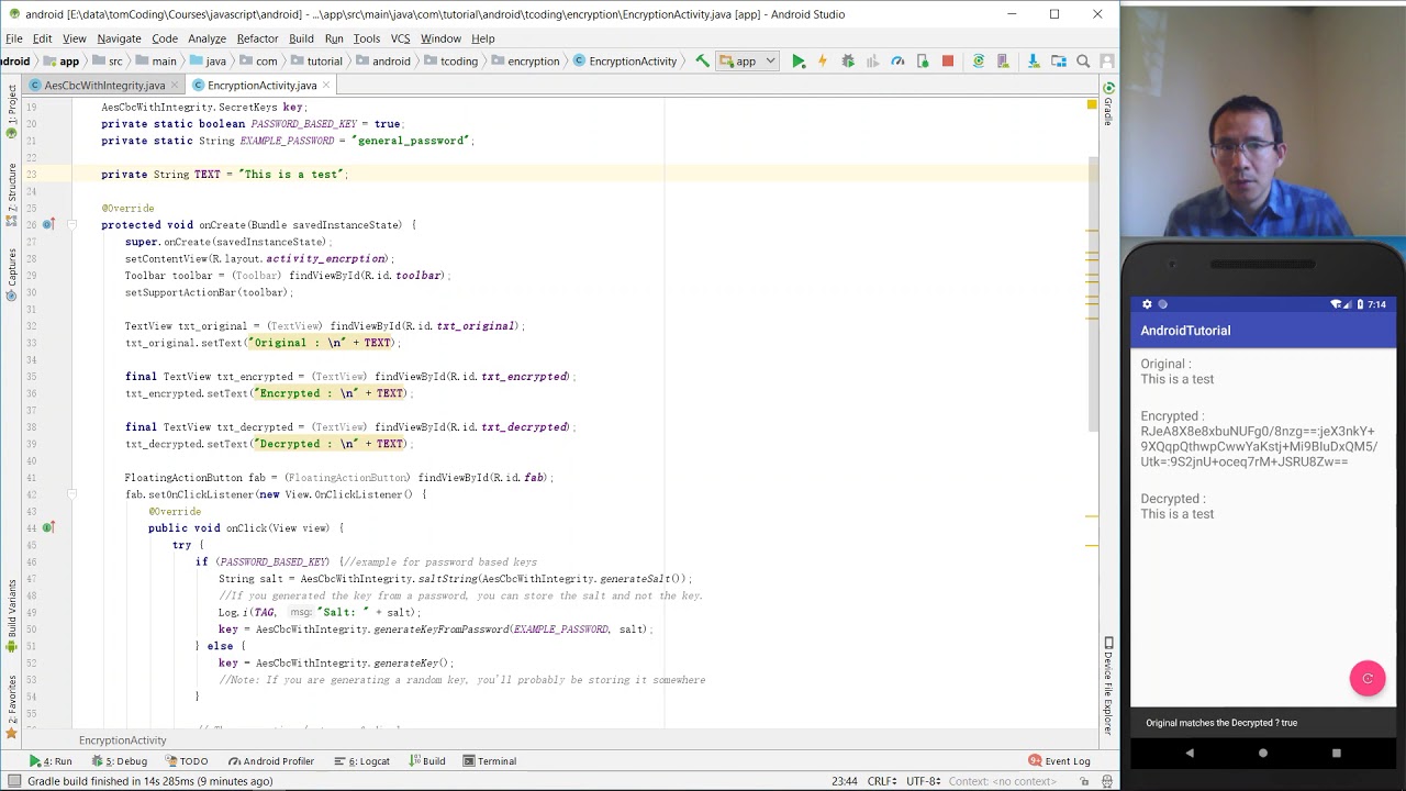 An encryption decryption example android